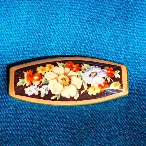 Germany | Jewelry | Vintage Germany Ceramic Purple Flower Brooch | Poshmark
